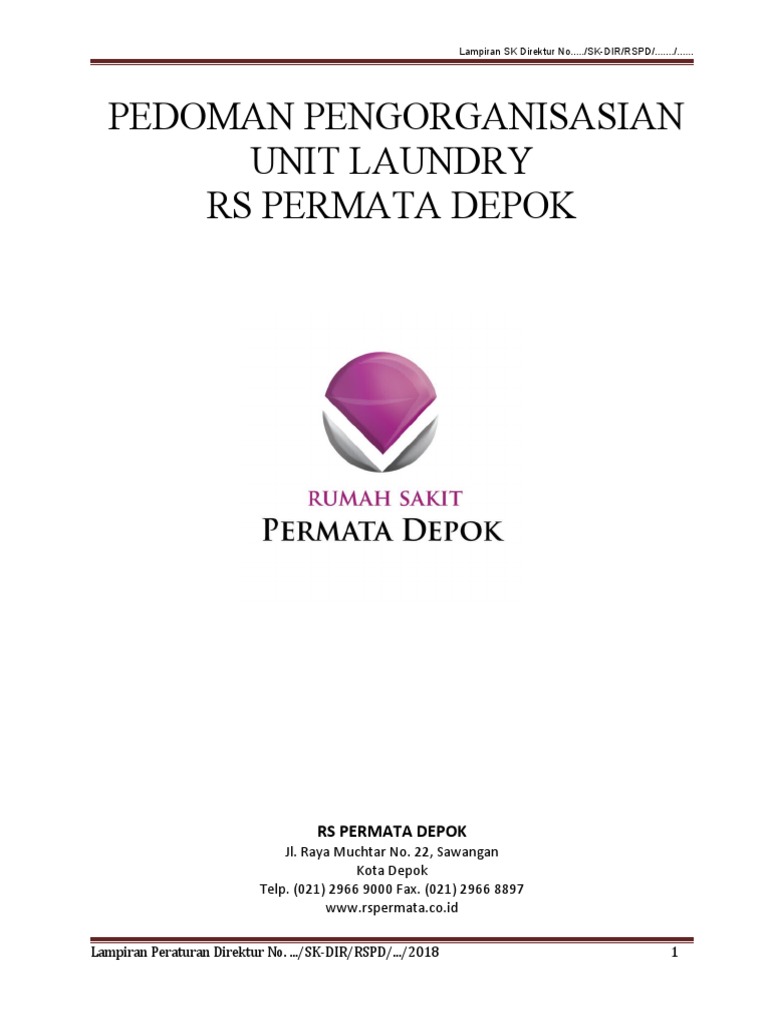 Pedoman Pengorganisasian Unit Laundry Terbaru Pdf