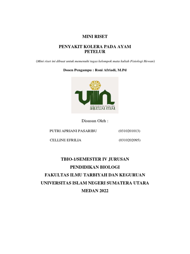 Fiswan - Laporan Mini Riset - Penyakit Kolera Pada Ayam Petelur | PDF | Pengembangan Diri ...