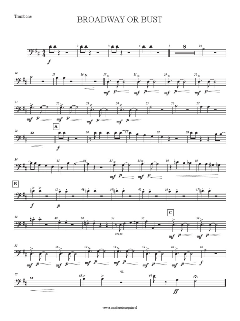 Broadway Ot Bust Viña 2019 - Trombone | PDF