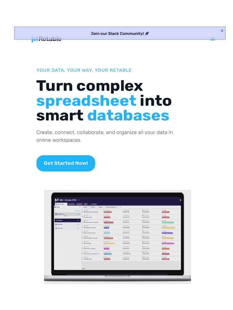 Retable Home - Turn Complex Spreadsheets Into Smart Database | PDF ...