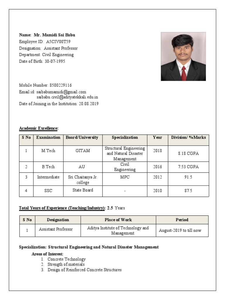 Sai babu mamidi resume | PDF | Concrete | Building Engineering