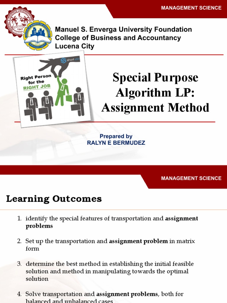Special Purpose Algorithm: Assignment Method | PDF | Mathematical Optimization | Applied Mathematics