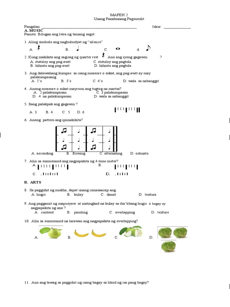 PT - Mapeh 2 - Q1 | PDF