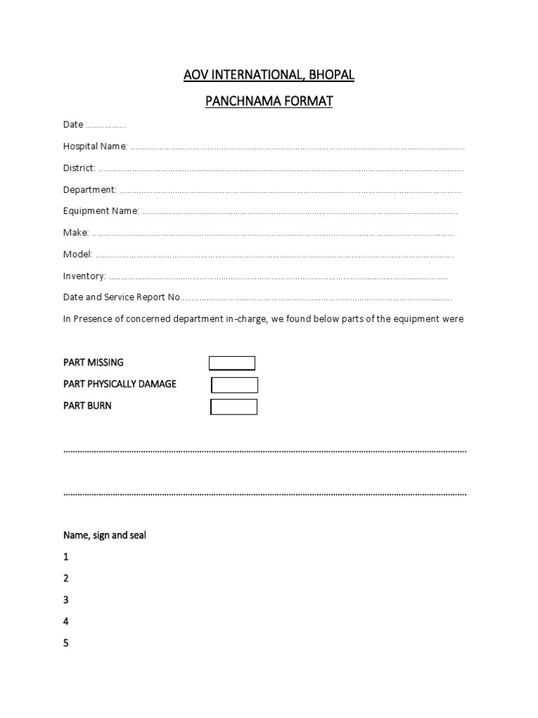 Aov Panchnama Format | PDF