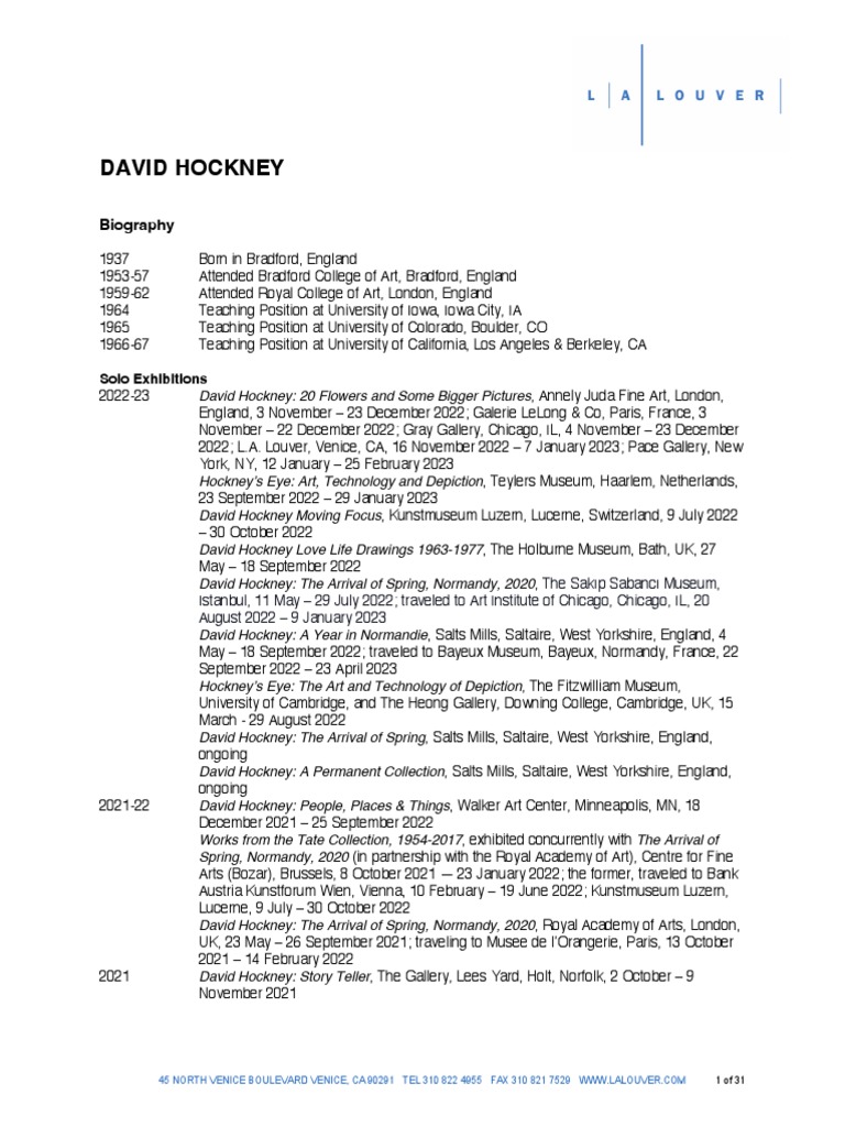 David Hockney Biography | PDF | The Arts | Aesthetics