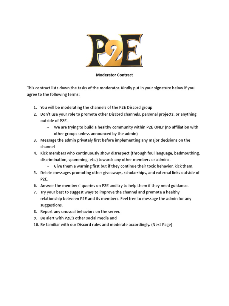 (Diane) Discord Moderator Contract - Signed | PDF | Internet Forum ...