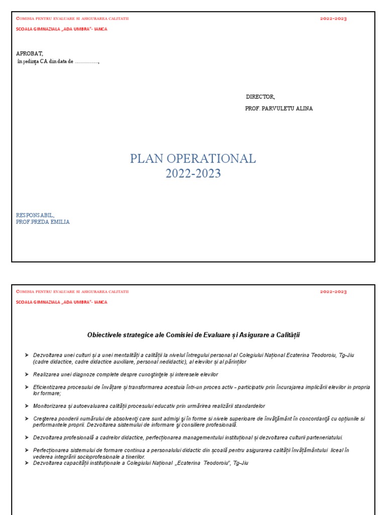 Plan Operational CEAC | PDF