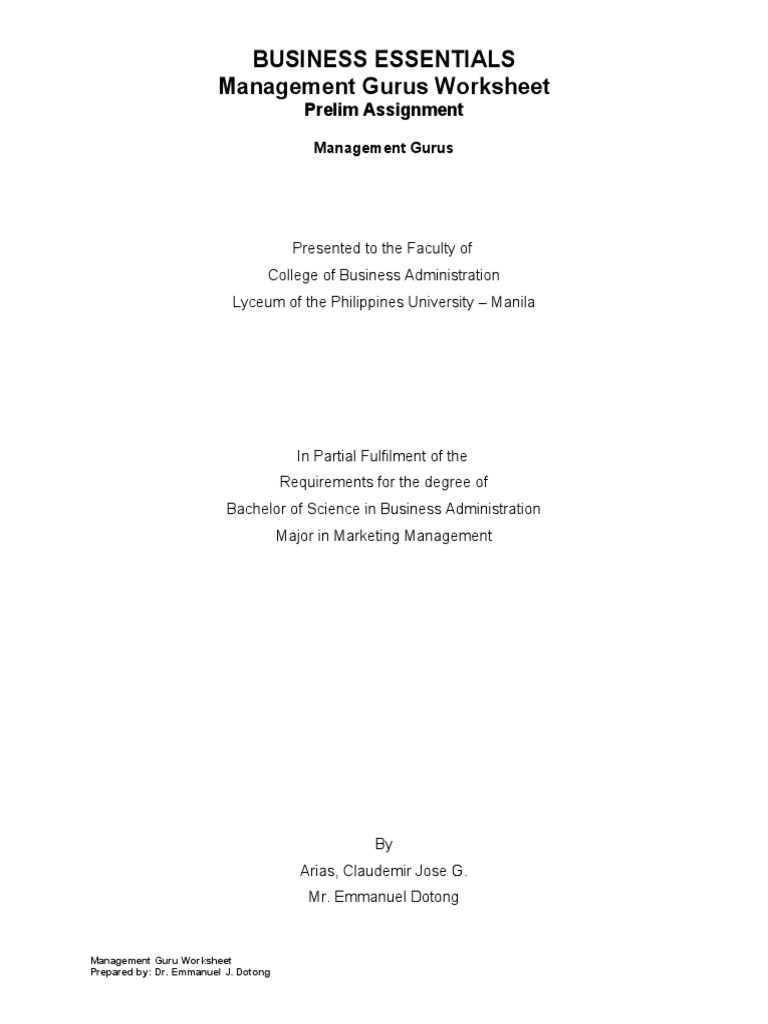 Management Gurus Worksheet | PDF