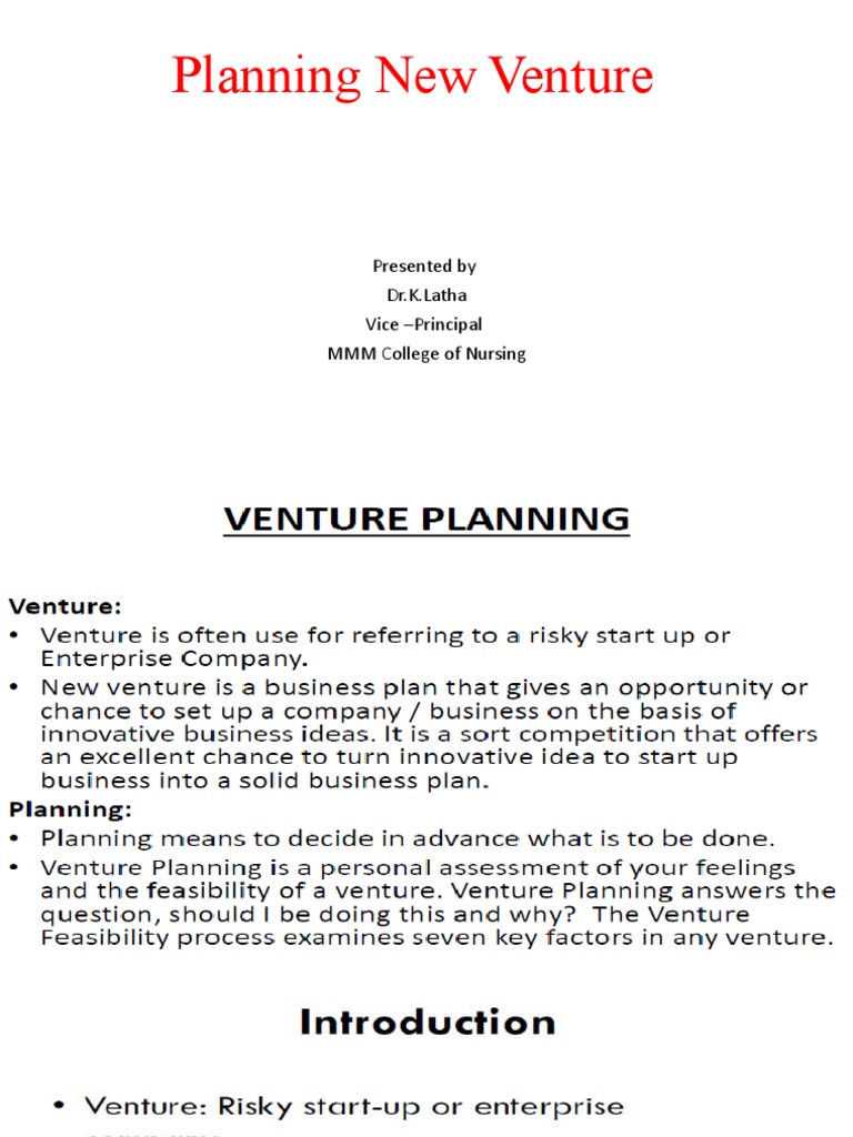 Planning New Venture | PDF