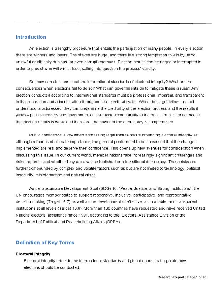 MUN Research Report - Designing A Framework For Electoral Integrity ...