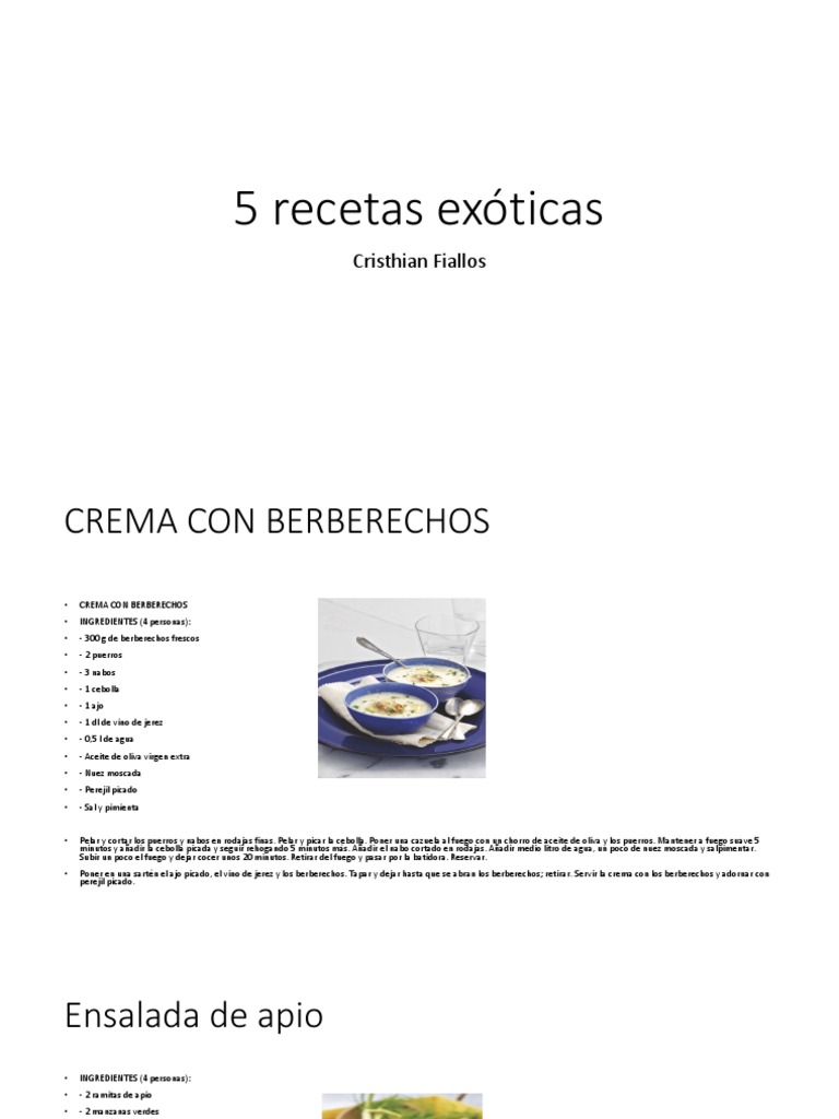 5 Recetas Exóticas | PDF | ensalada | Limonada