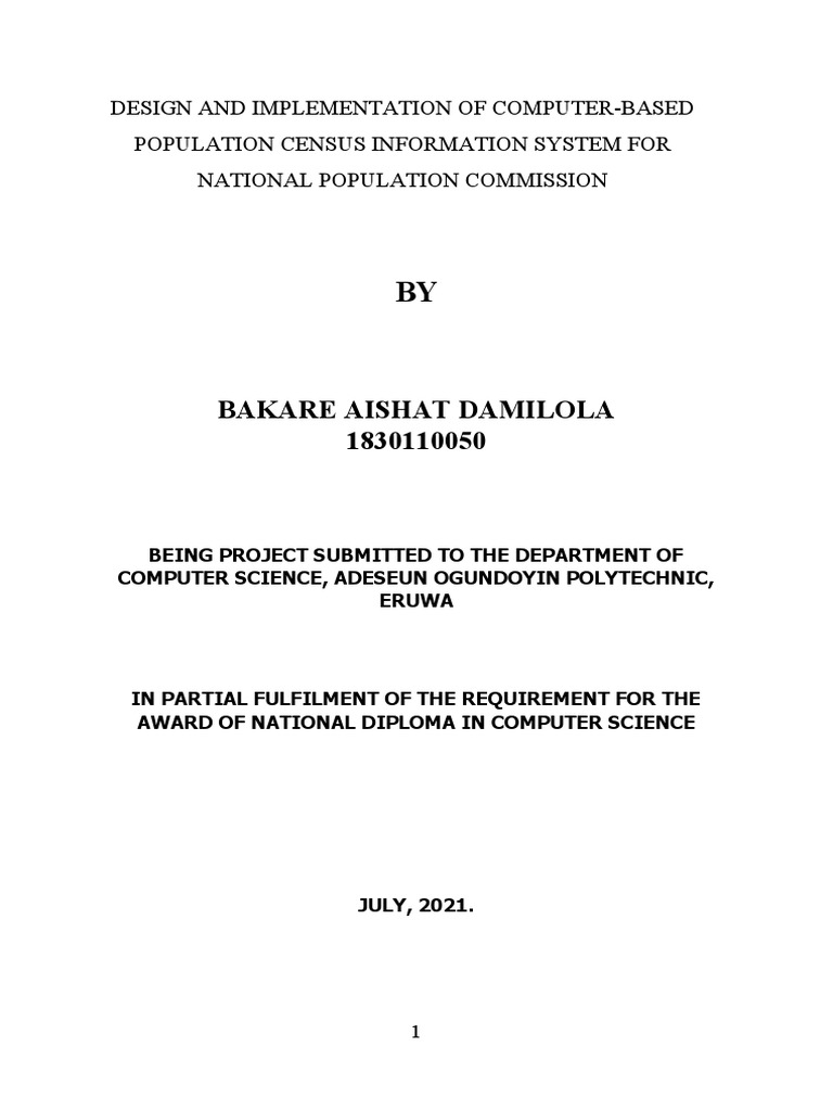 Bakare Aishat Damilola Project Computer Science Design and ...