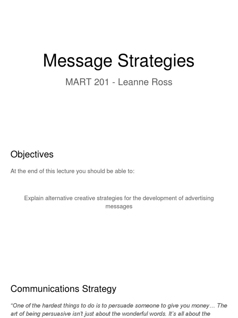 Message Strategies | PDF | Brand | Advertising