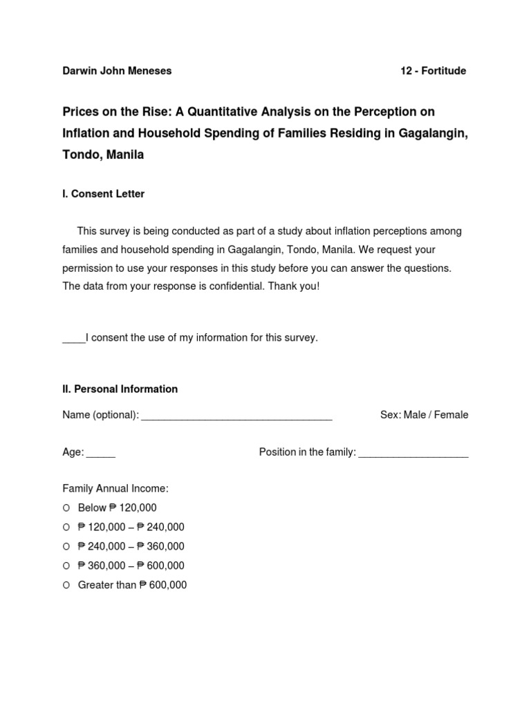 Darwin Meneses Performance Task in PR2 | PDF | Inflation | Likert Scale
