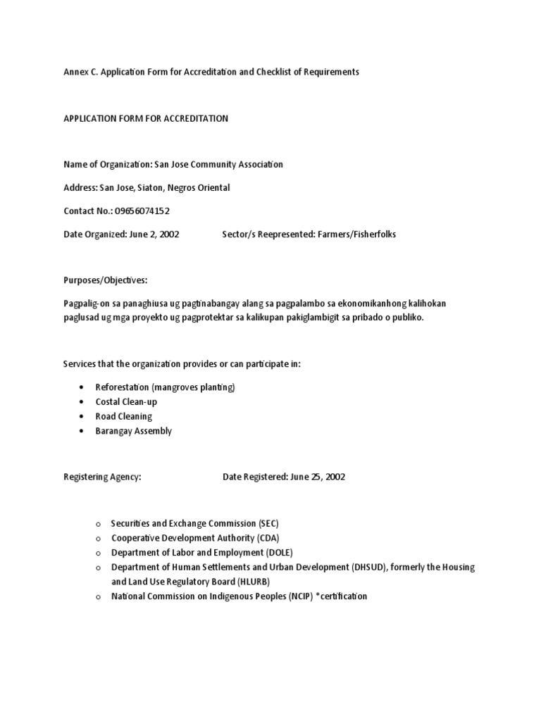 Application for Accreditation and Membership | PDF | Welfare | Government
