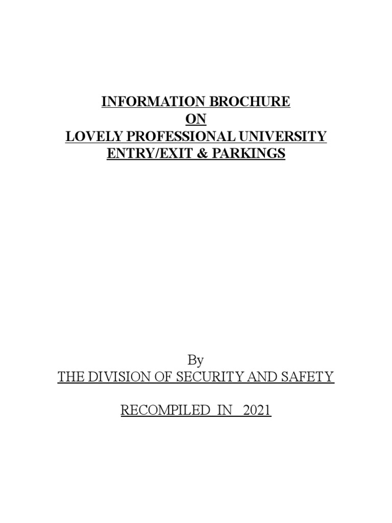 Information Brochure Entry Exit Parking | PDF | Traffic | Radio ...