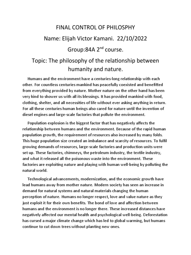 Human-Nature Relationship Insights | PDF | Natural Environment | Nature