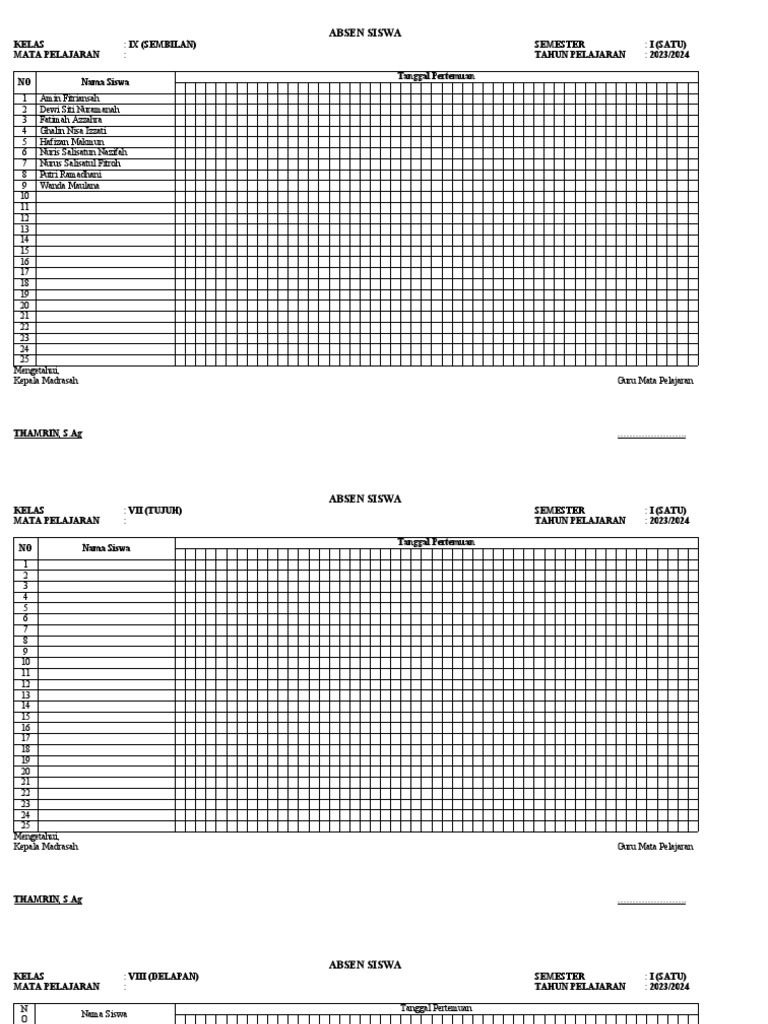 Absen Siswa | PDF