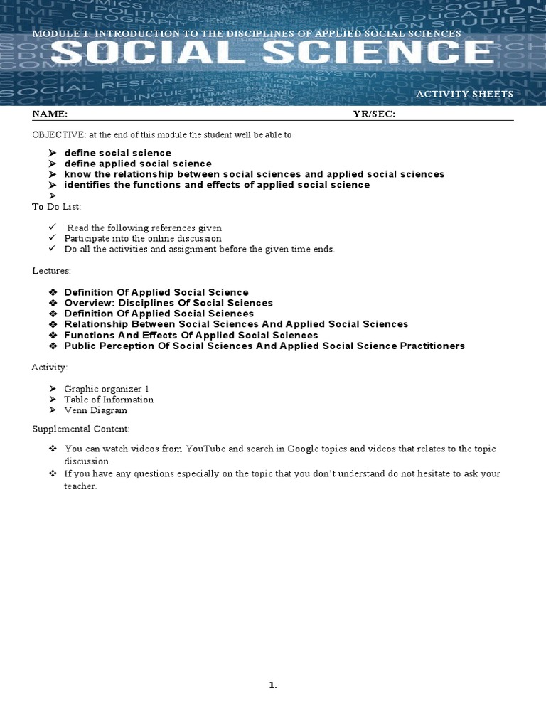 Soc Sci MODULE 1 Activity Sheets | PDF | Social Sciences | Science
