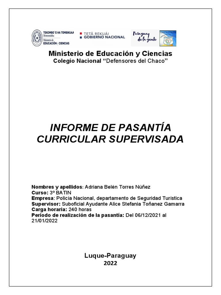Ejemplo de Informe de Pasantía | PDF
