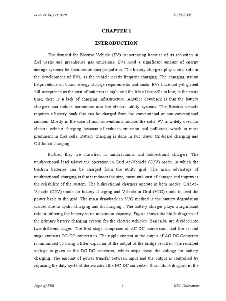 Understanding the Role of Battery Chargers in Electric Vehicles and their Charging Systems | PDF ...