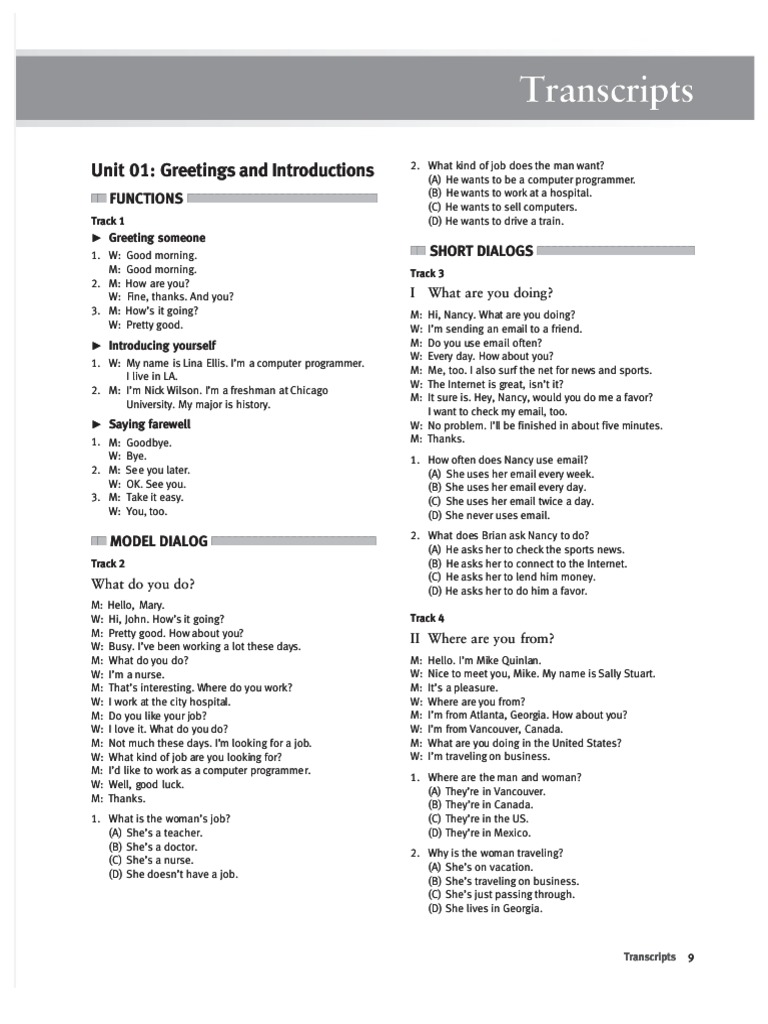 Dynamic Listening & Speaking 1 Transcripts | PDF | Nonverbal Communication