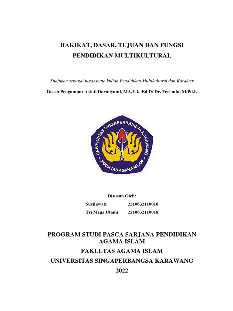 Kel 1 Hakikat, Dasar, Tujuan Dan Fungsi Pendidikan Multikultural | PDF