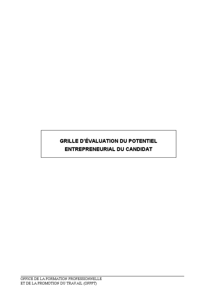 Évaluation du potentiel entrepreneurial | PDF