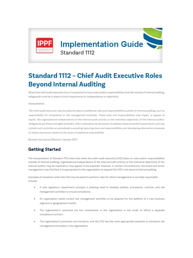 Iia Ig - Standard 1112 Chief Audit Executive Roles Beyond Internal ...