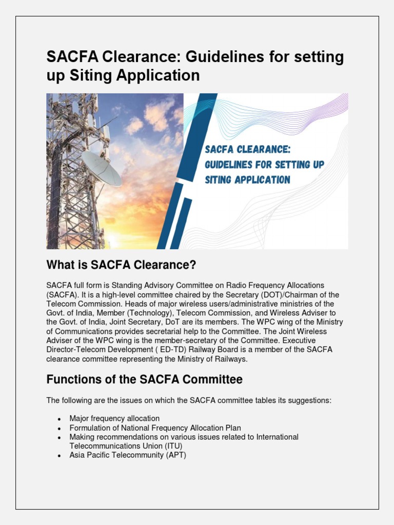 SACFA Clearance Guidelines For Filling Up Siting Applications | PDF ...