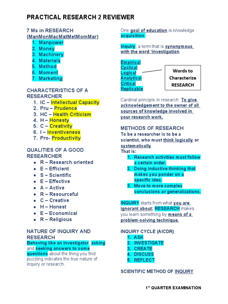 PR2 Reviewer | PDF | Quantitative Research | Statistics