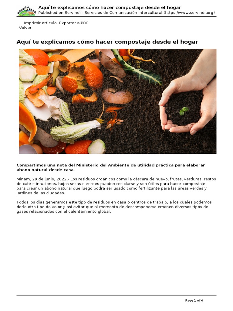 Guía de Compostaje Casero Fácil | PDF | Compost | Residuos