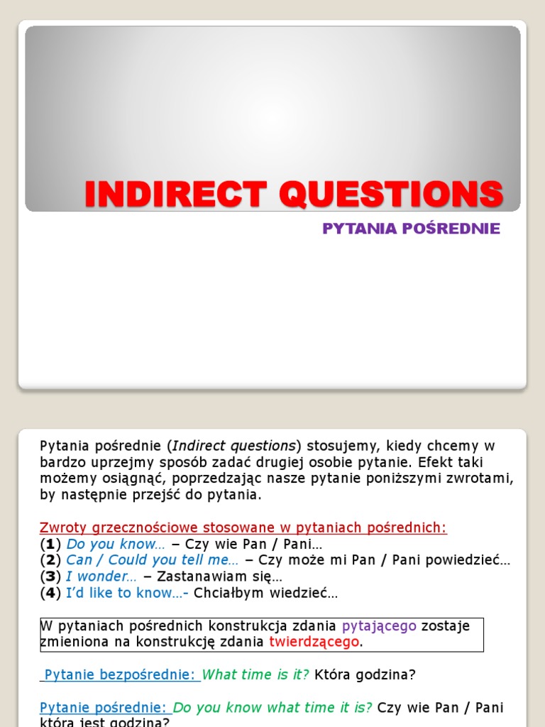 Pytania Pośrednie | PDF