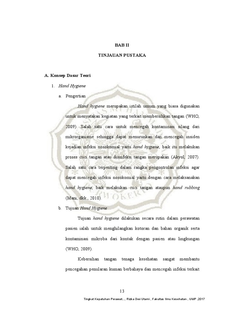 Bab Ii Tinjauan Pustaka: Hand Hygiene Merupakan Istilah Umum Yang Biasa Digunakan | PDF | Sains ...