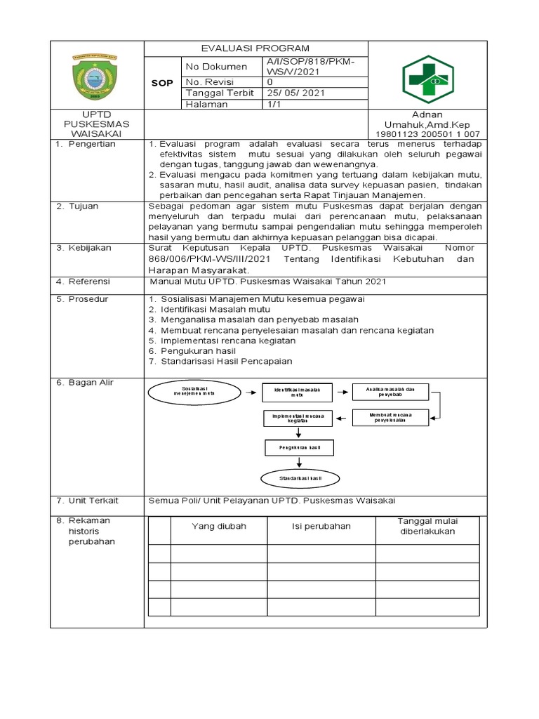 Sop Evaluasi Program | PDF