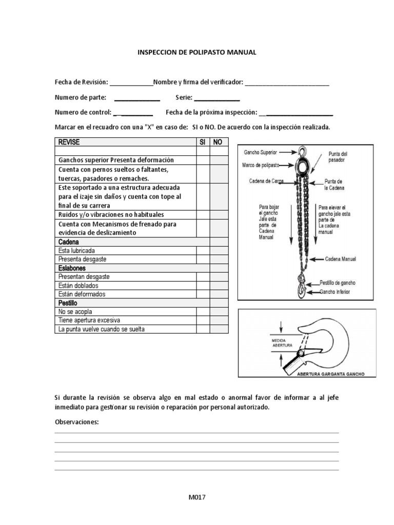 Inspección de Polipasto Manual | PDF | Negocios