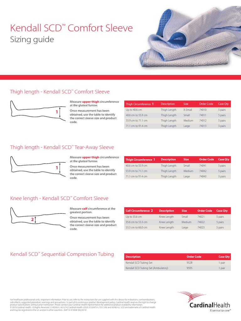 Cardinal Health Uk Kendall SCD Comfort Sleeve Sizing Poster | PDF ...