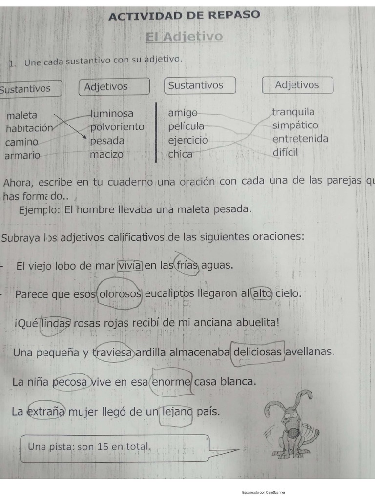 Actividad de Repaso Adjetivo | PDF