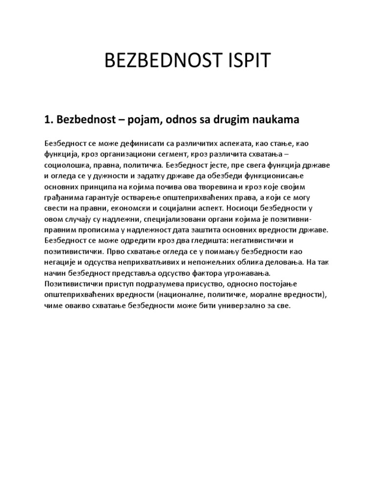 Bezbednost Ispit | PDF