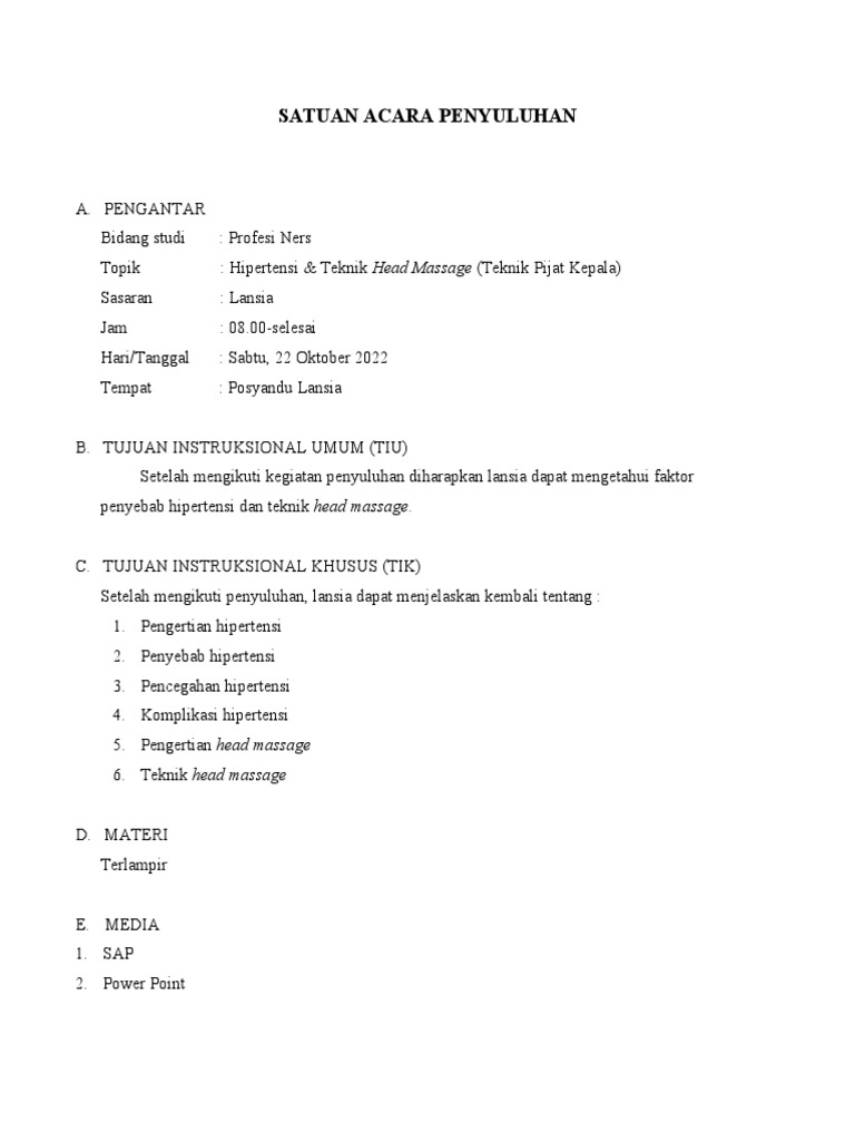 SAP Head Massage | PDF | Karier & Perkembangan