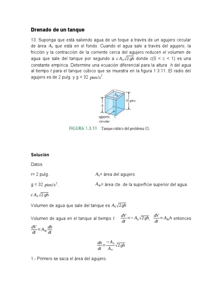 Drenado de Un Tanque | PDF | Matemática Elemental | Conceptos matemáticos