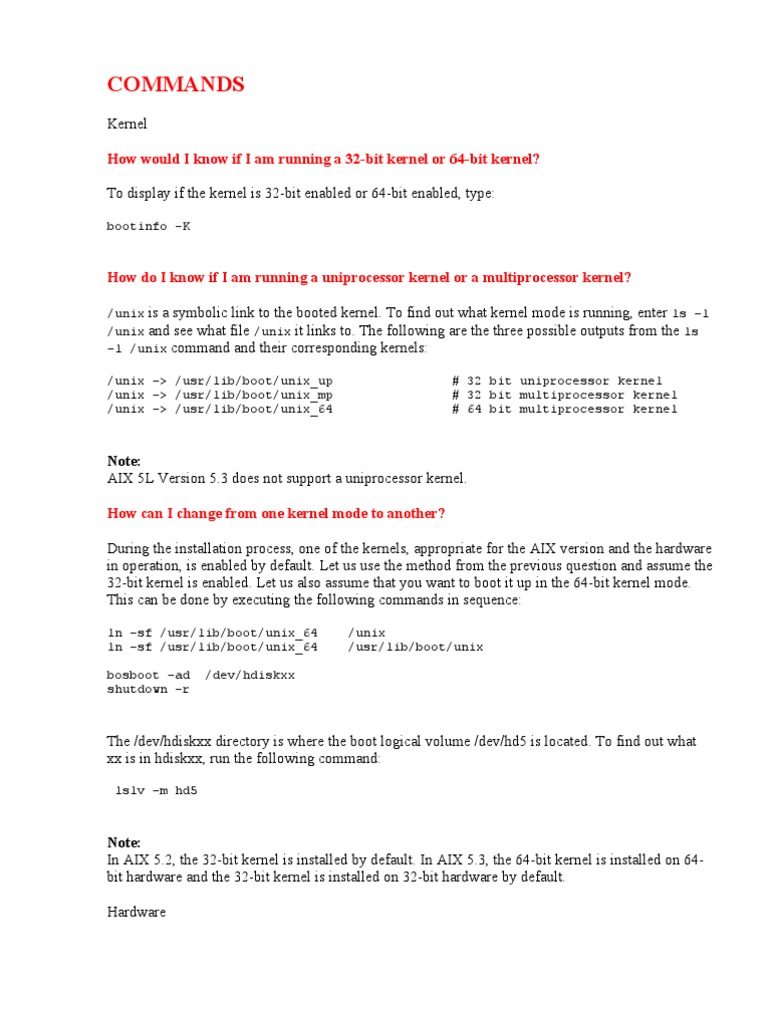 Aix cmds | File System | 64 Bit Computing