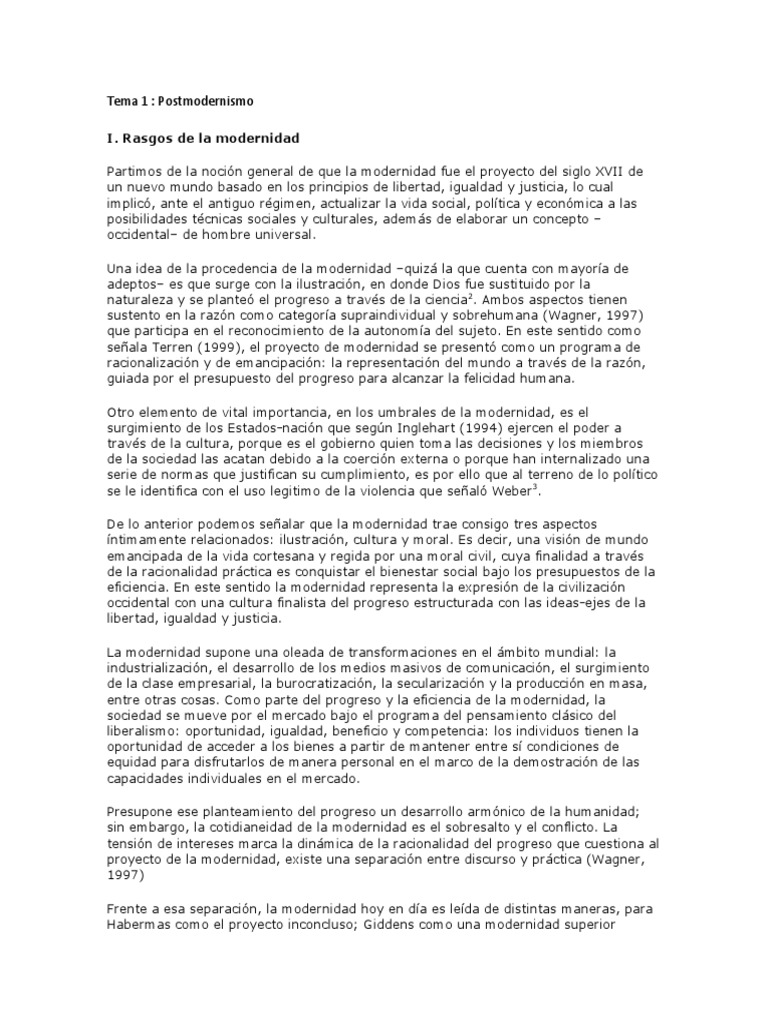 Tema 1 Postmodernismo | PDF