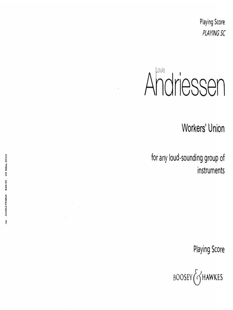 Andriessen, Workers' Union - Score | PDF
