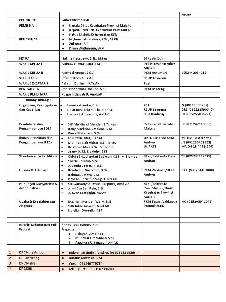 Draft Pembuatan Struktur Organisasi DPW Patelki Maluku 2022-2026 | PDF
