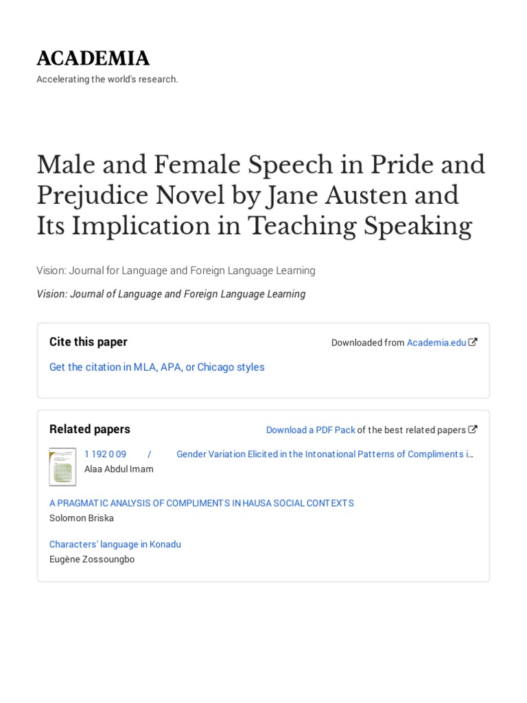Male and Female Speech - It's Implication in Teaching Speaking | PDF ... Male and Female Speech - It's Implication in Teaching Speaking | PDF ...