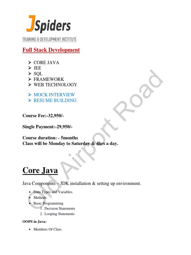 Comprehensive Full Stack Development Training Program: Core Technologies, Frameworks, and Skills ...