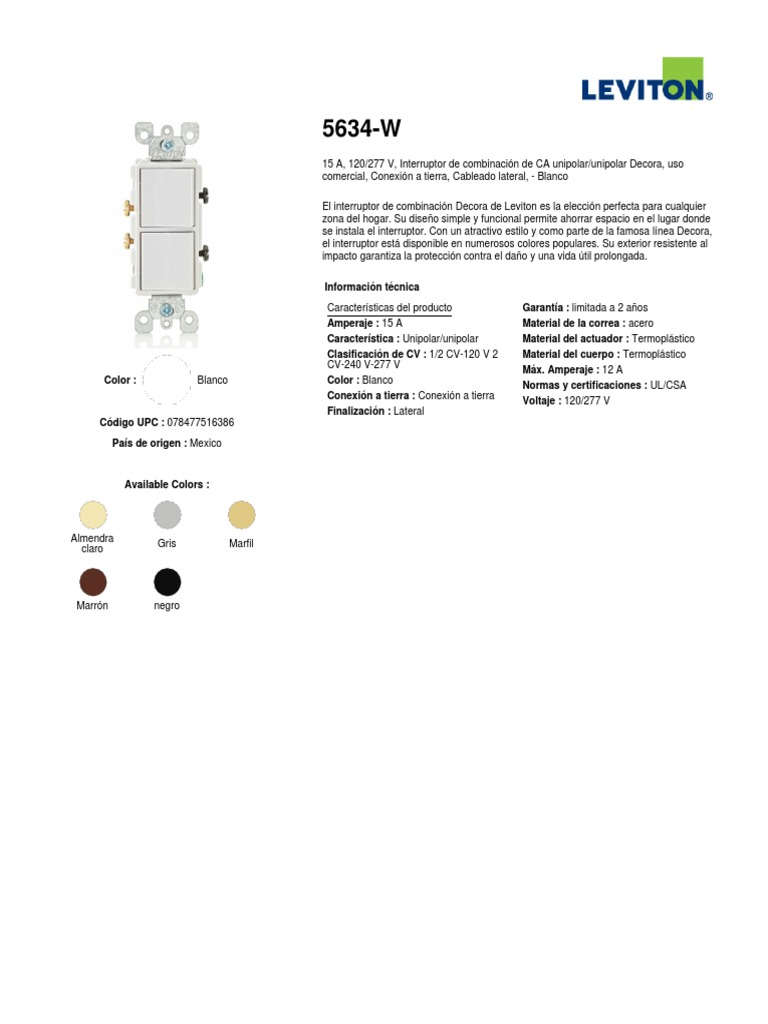 Product Spec or Info Sheet - 5634-W | PDF