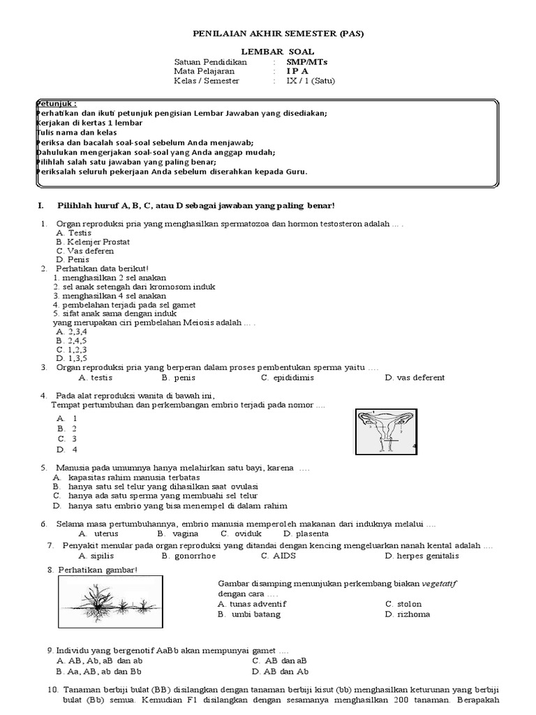Soal PAS IPA Kelas 9 | PDF