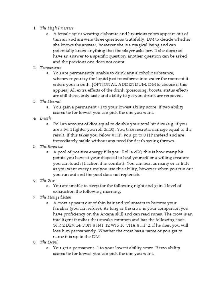 Deck of Minor Things For D&D 5e | PDF